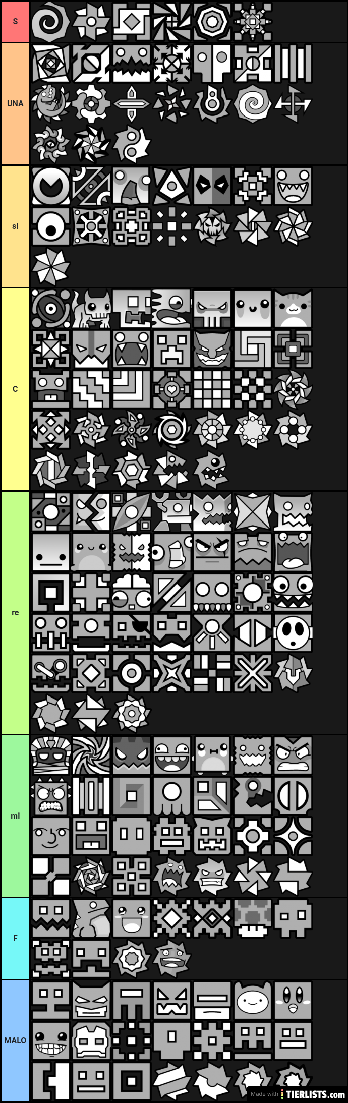 All Geometry Dash Icons Tier List Maker - TierLists.com All Geometry Dash Icons Tier List Maker - TierLists.com