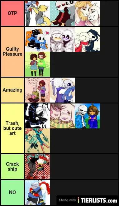 My Undertale Ships Tier List - TierLists.com