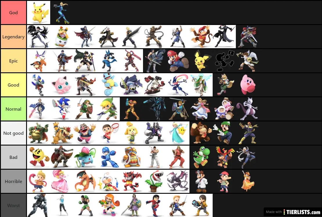 Super smash bros ultimate characters Tier List - TierLists.com