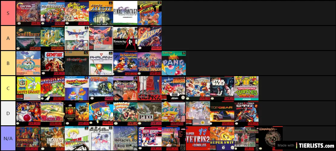 Top SNES Games: 1992 Tier List Maker - TierLists.com